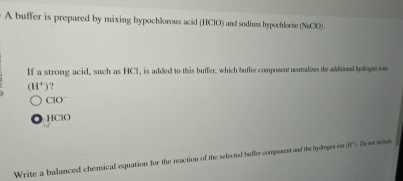 Solved A buffer is prepared by mixing typochlorous acid ( | Chegg.com
