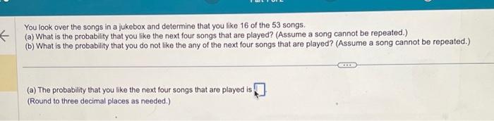 You look over the songs in a jukebox and determine | Chegg.com