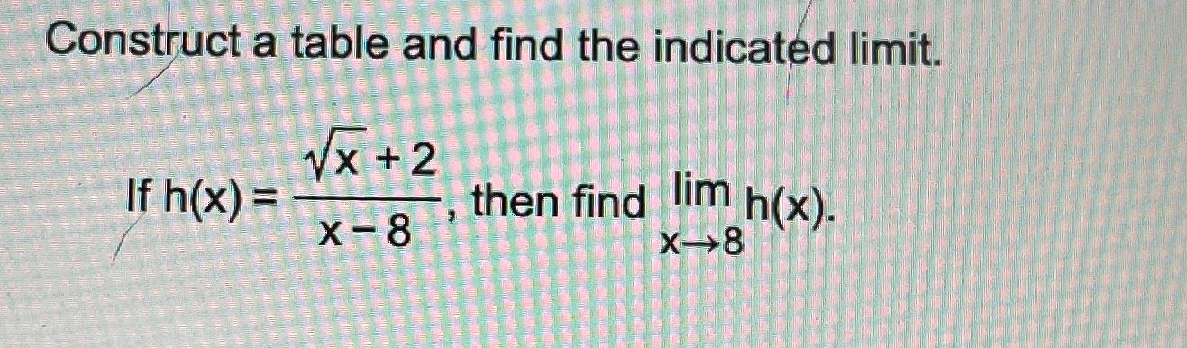 Solved Construct a table and find the indicated limit.If | Chegg.com