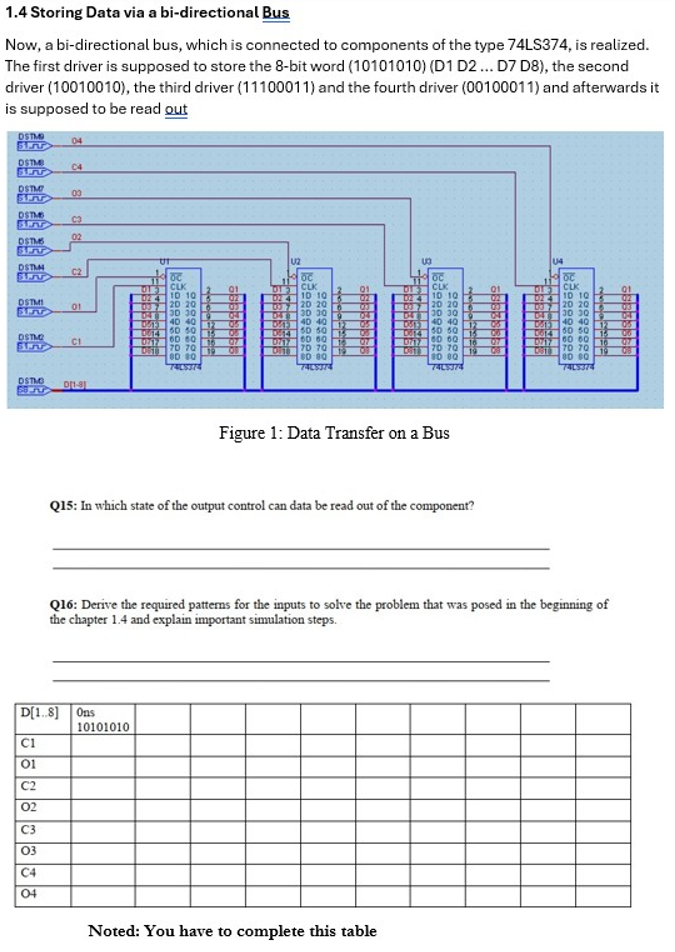 Solved 1.4 ﻿Storing Data via a bi-directional BusNow, a | Chegg.com