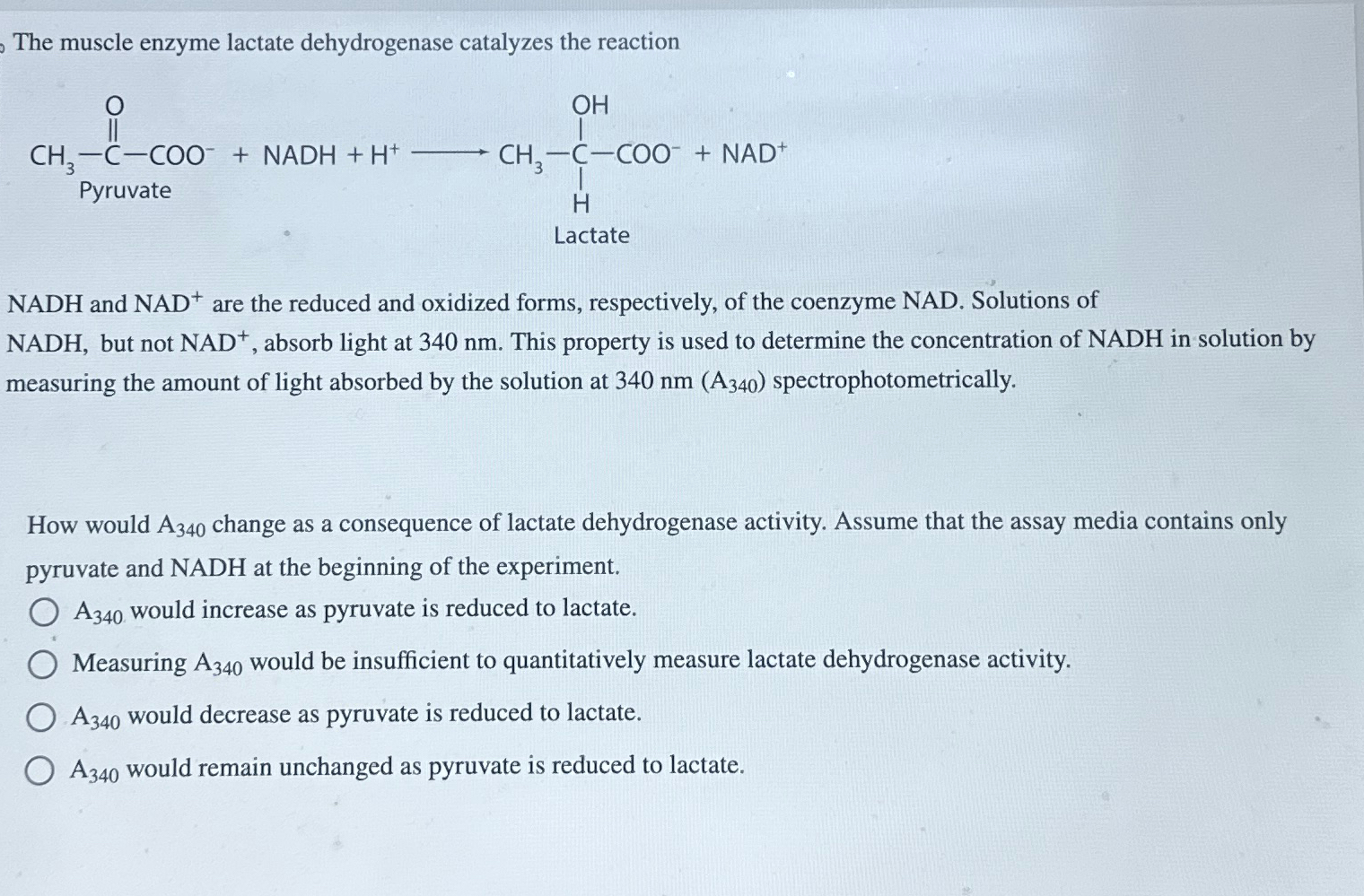 The muscle enzyme lactate dehydrogenase catalyzes the | Chegg.com