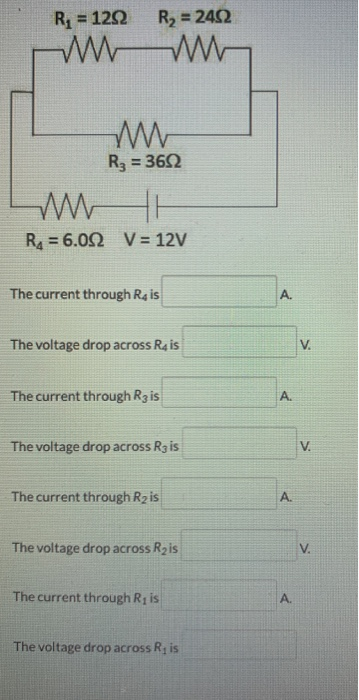 Solved R = 1292 R2 = 2452 WW R3 = 3622 RA = 6.022 V = 12V | Chegg.com