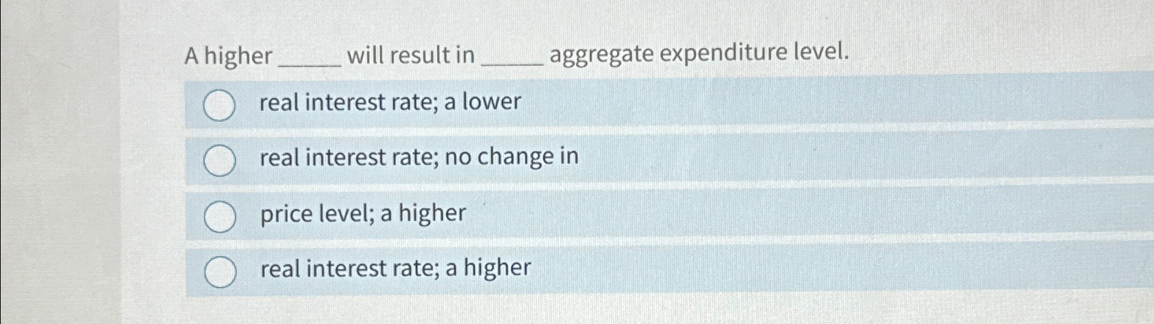 Solved A higher q, ﻿will result in q, ﻿aggregate expenditure | Chegg.com
