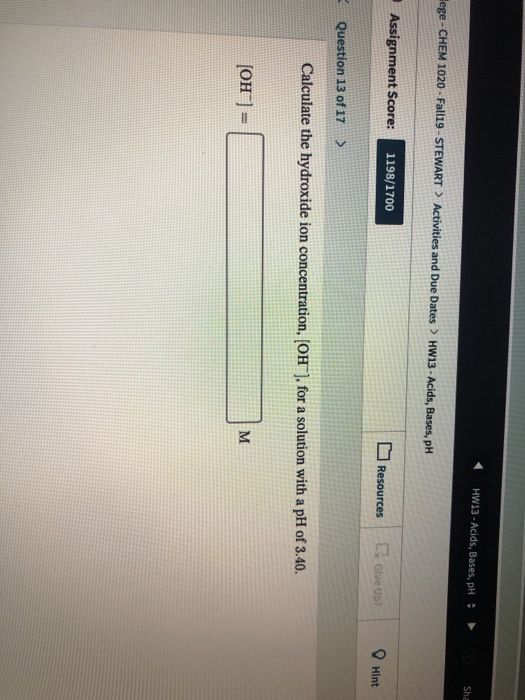 Solved gnment Score: 1198/1700 Resources LX Give Up? Hint | Chegg.com Solved gnment Score: 1198/1700 Resources LX Give Up? Hint | Chegg.com