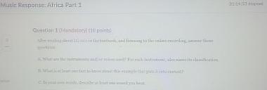 Solved Music Response Alrica Part 1 | Chegg.com