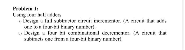 Solved Problem 1: Using four half adders a) Design a full | Chegg.com