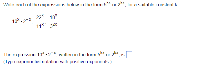 Solved Write each of the expressions below in the form 5kx | Chegg.com