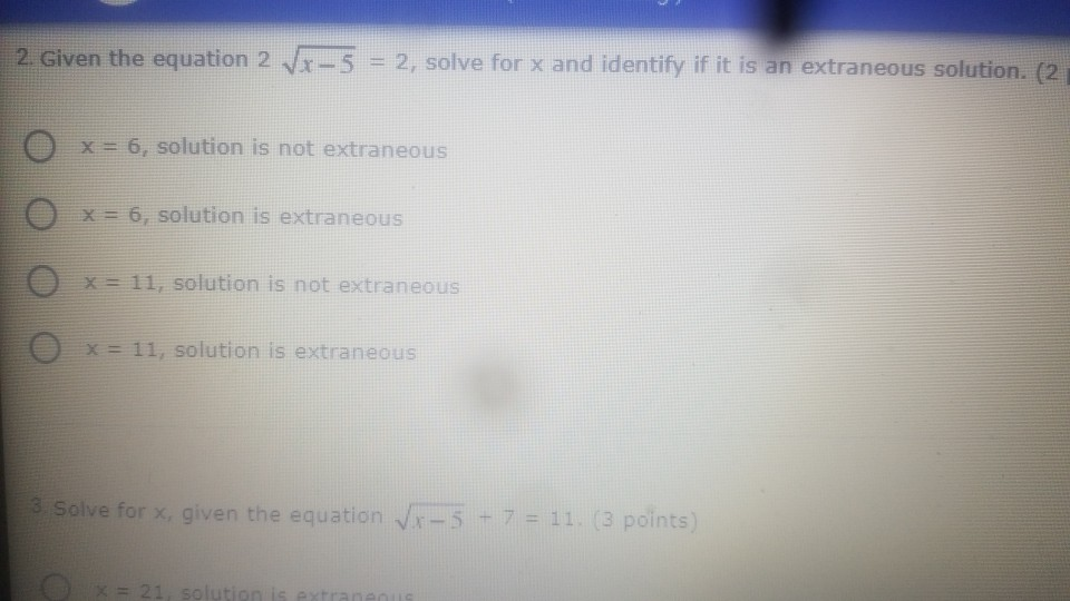 Solved 2. Given the equation 2 = 2, solve for x and identify | Chegg.com