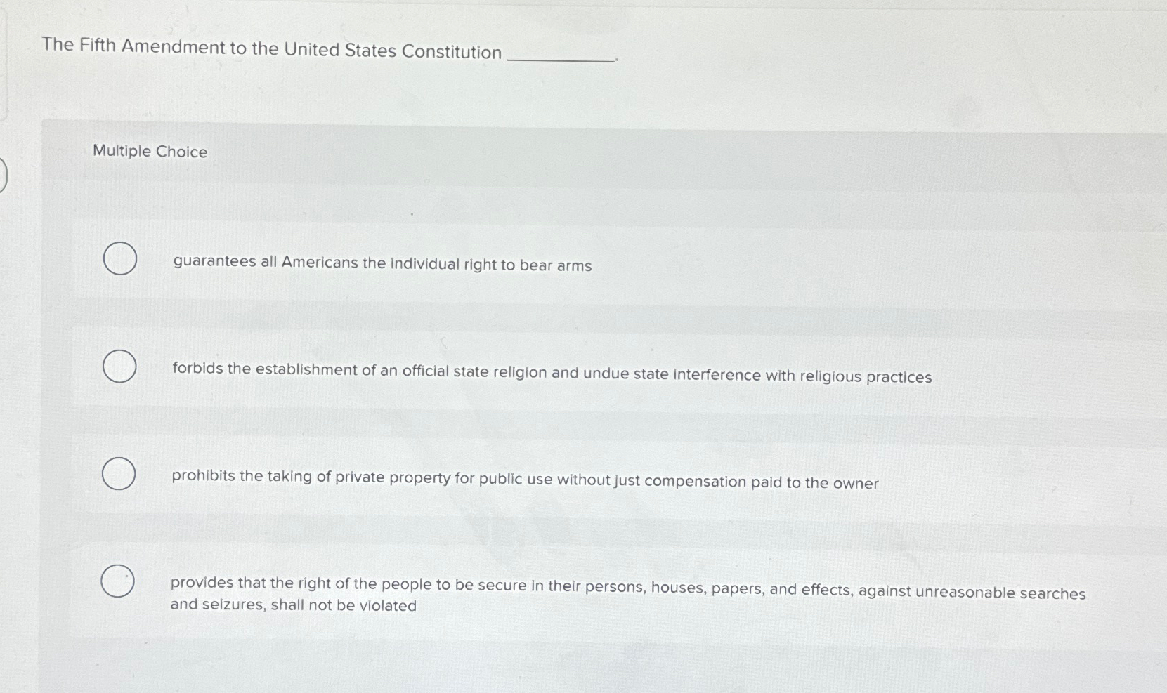Solved The Fifth Amendment to the United States | Chegg.com