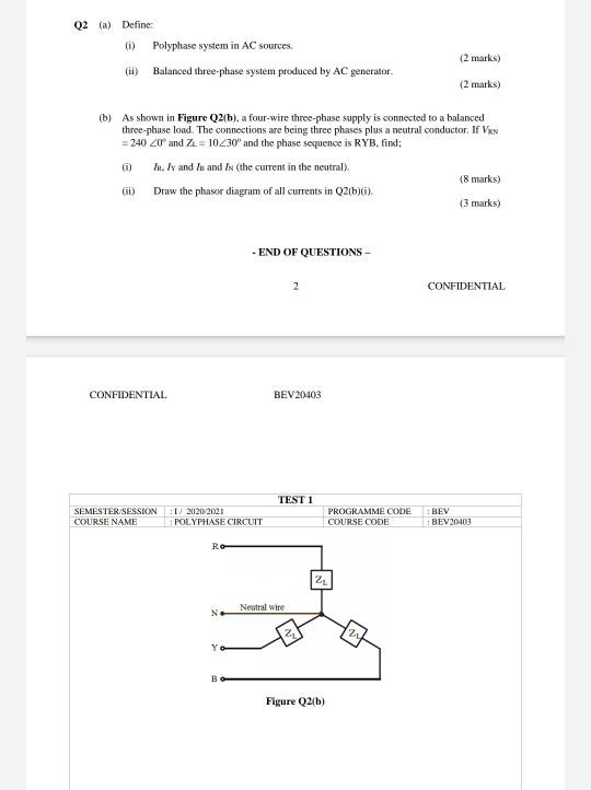 Solved Q2 (a) Define (i) Polyphase system in AC sources (H) | Chegg.com