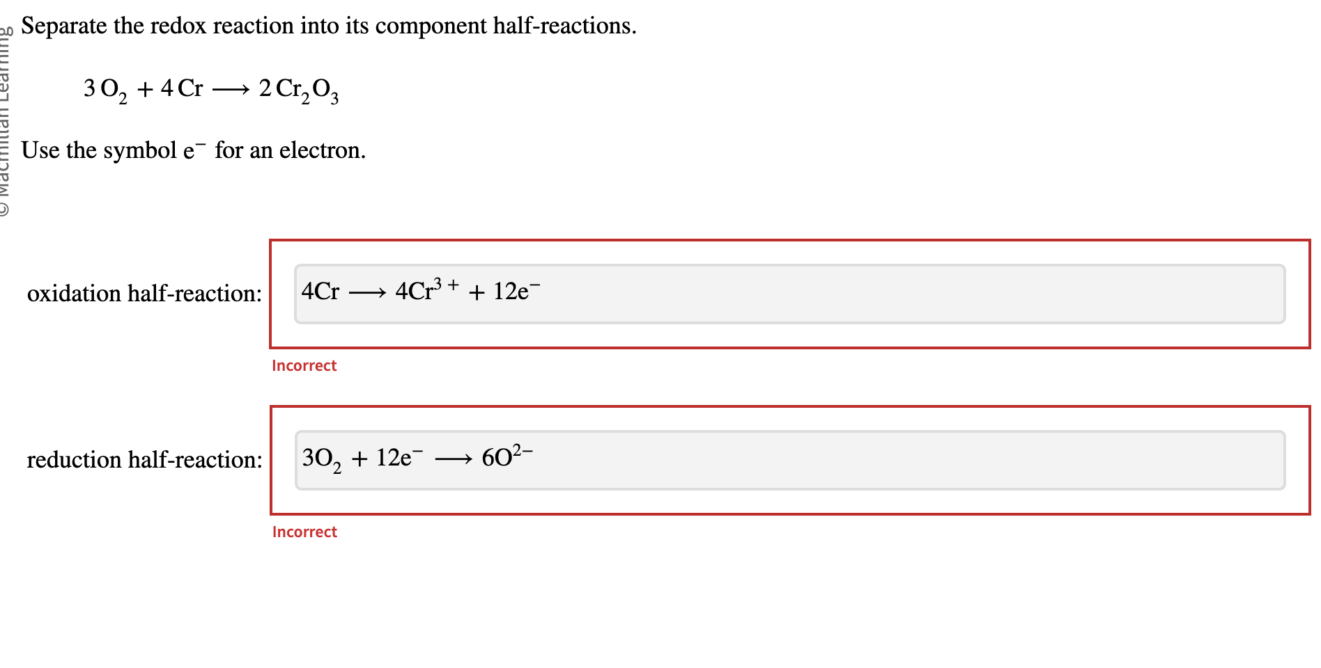 Solved Separate the redox reaction into its component | Chegg.com