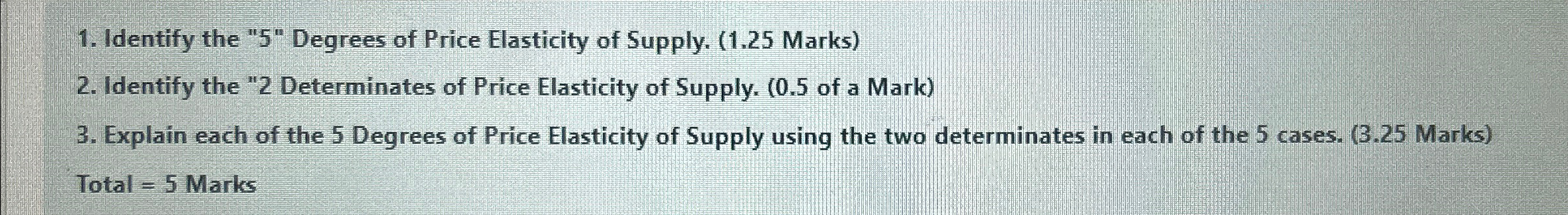 Solved Identify the "5" ﻿Degrees of Price Elasticity of | Chegg.com