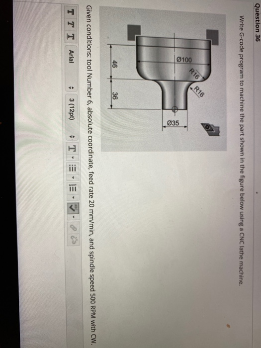 Solved Question 36 Write G Code Program To Machine The Part 5953