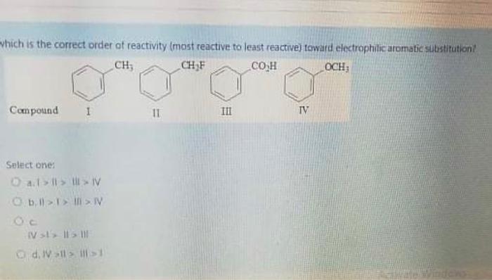 Solved which is the correct order of reactivity (most | Chegg.com