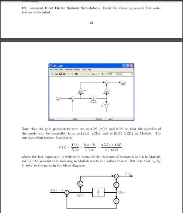 Solved E2 General First Order System Simulation Build The