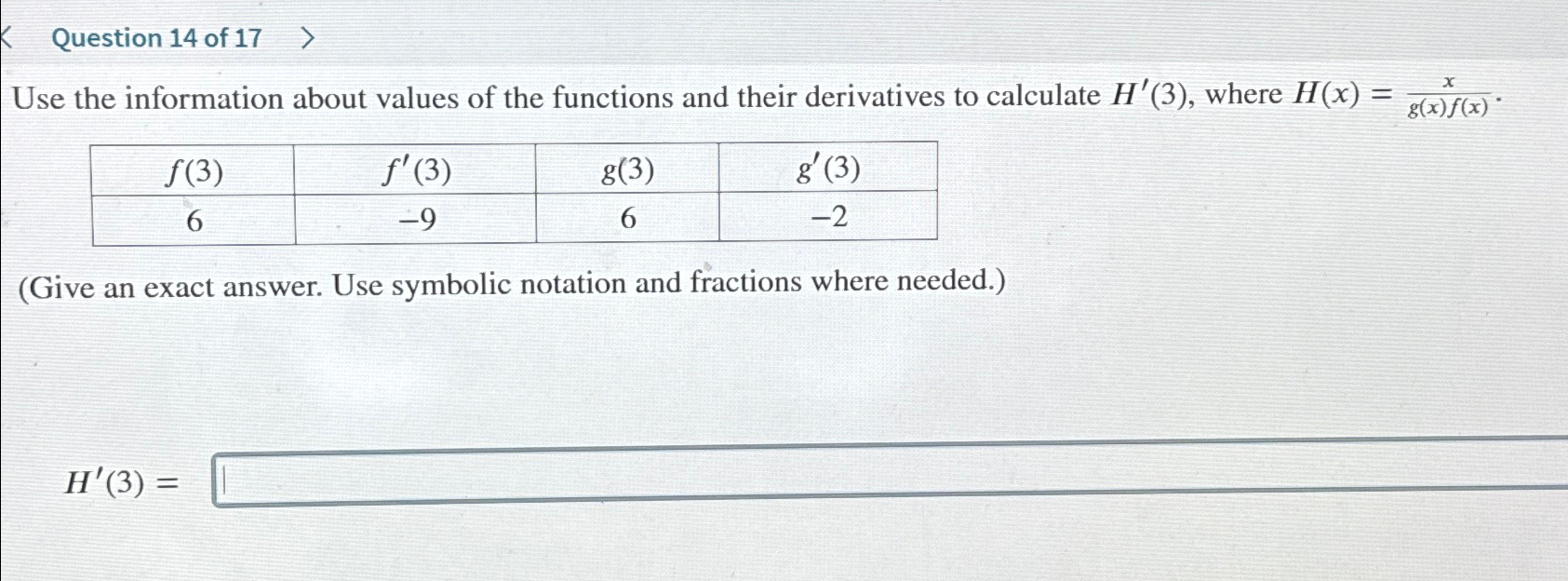 Solved Question 14 of 17Use the information about values of | Chegg.com Solved Question 14 of 17Use the information about values of | Chegg.com