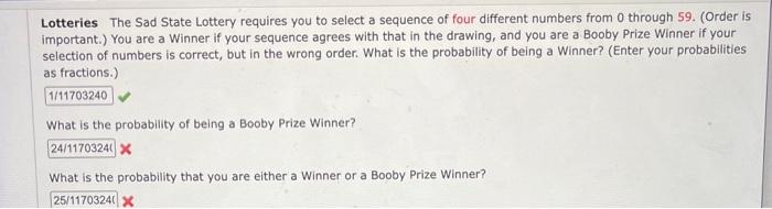 Solved Lotteries The Sad State Lottery requires you to | Chegg.com