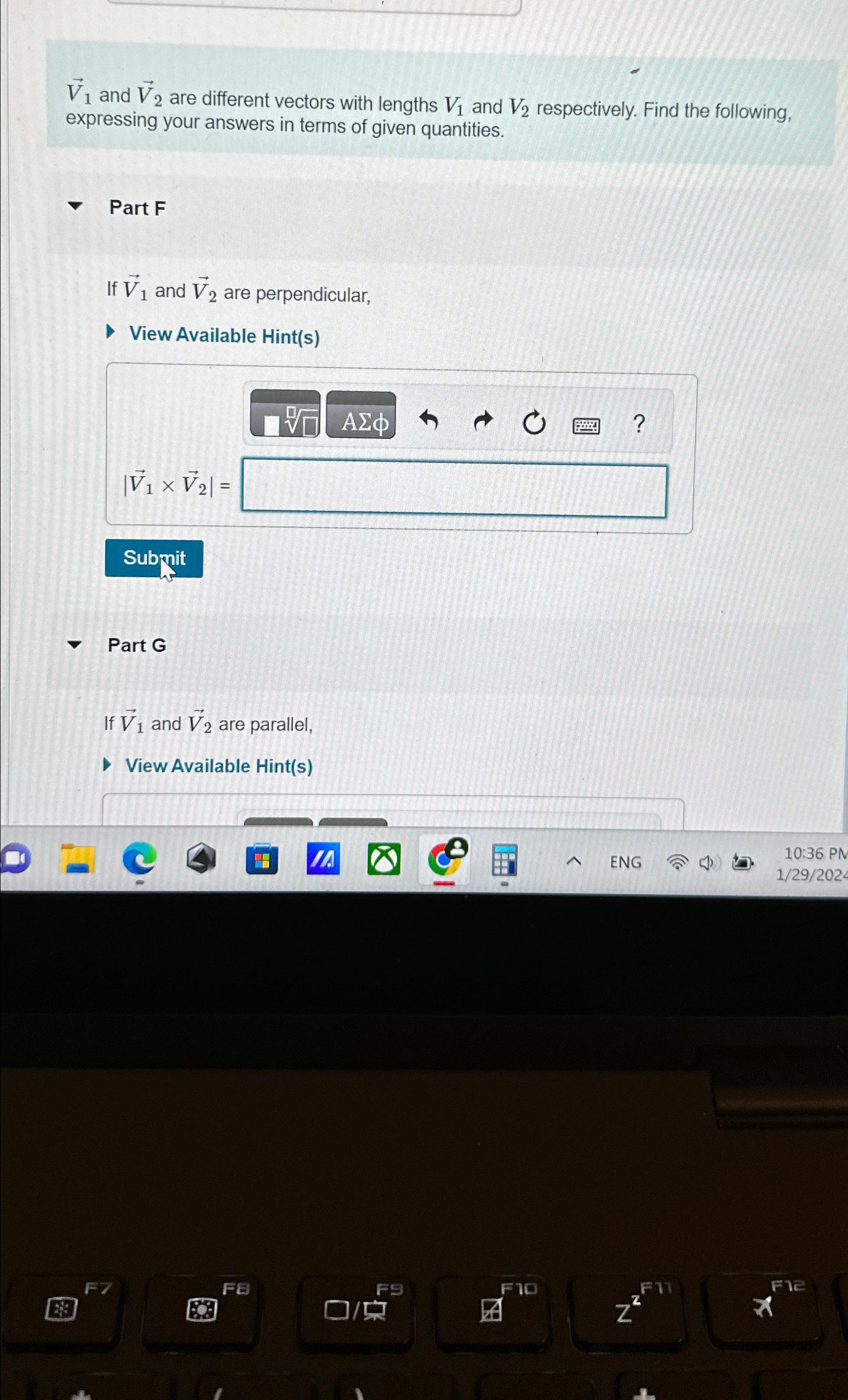 Solved vec(V)1 ﻿and vec(V)2 ﻿are different vectors with | Chegg.com