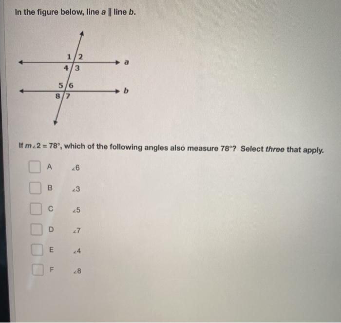 Solved In the figure below, line a || line b. 1/2 4/3 5/6 | Chegg.com