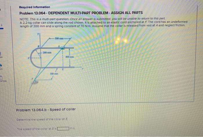 Solved Required Information Problem 13.064. DEPENDENT | Chegg.com