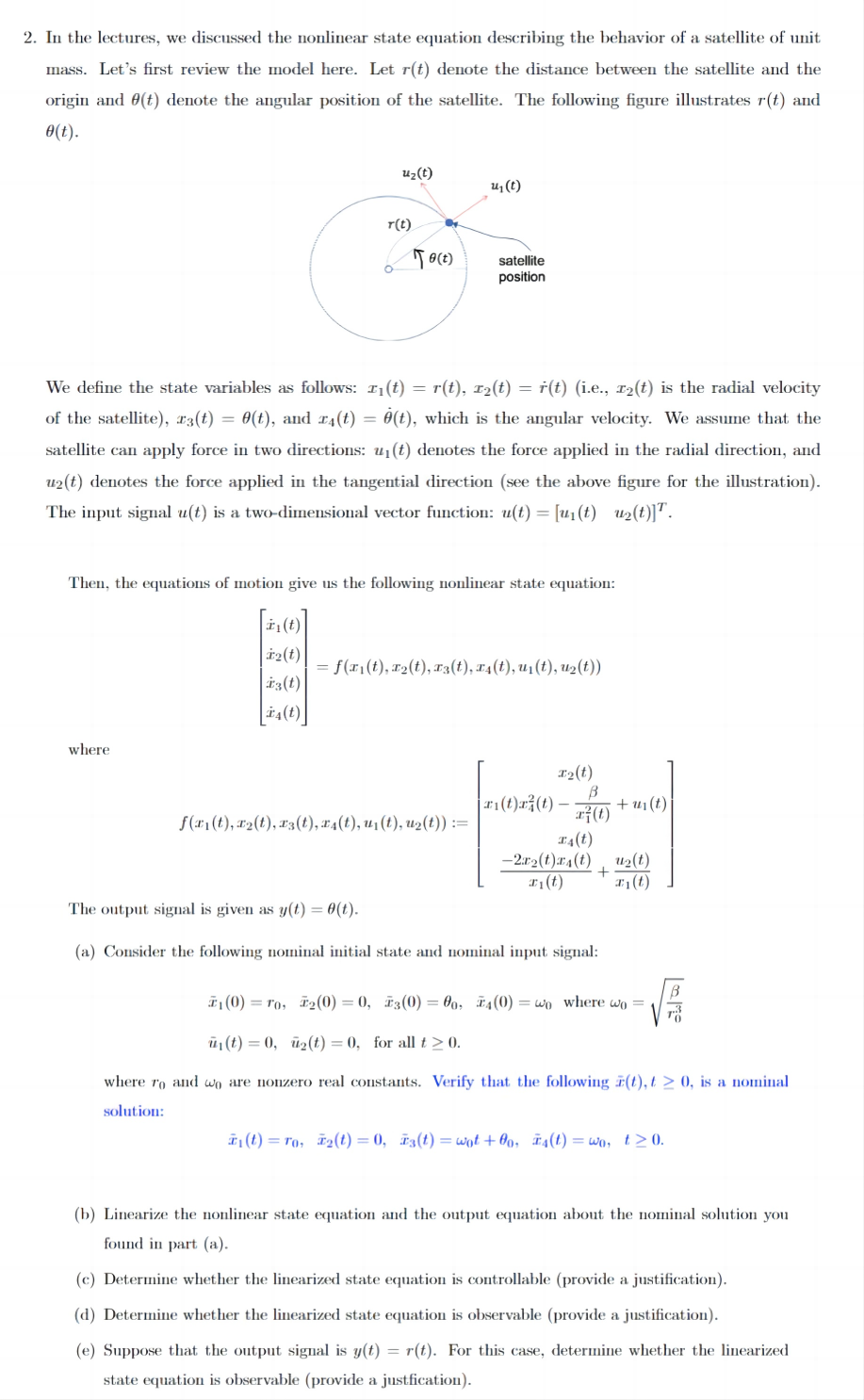 Solved In the lectures, we discussed the nonlinear state | Chegg.com