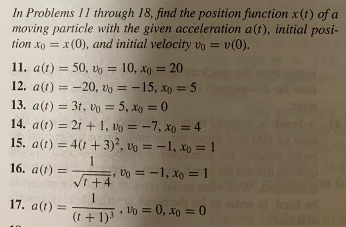 Solved In Problems 11 through 18, find the position function | Chegg.com