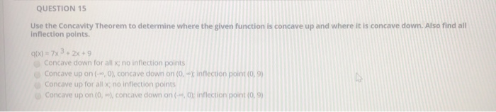 Solved QUESTION 15 Use the Concavity Theorem to determine | Chegg.com