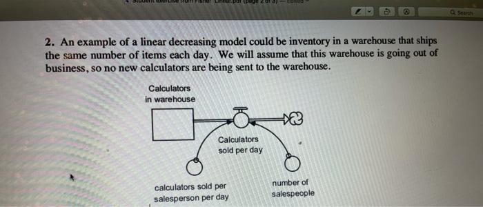 Solved POP a 2. An example of a linear decreasing model | Chegg.com