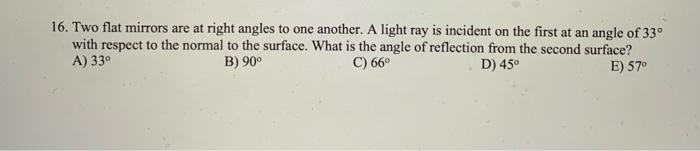 16. Two flat mirrors are at right angles to one | Chegg.com