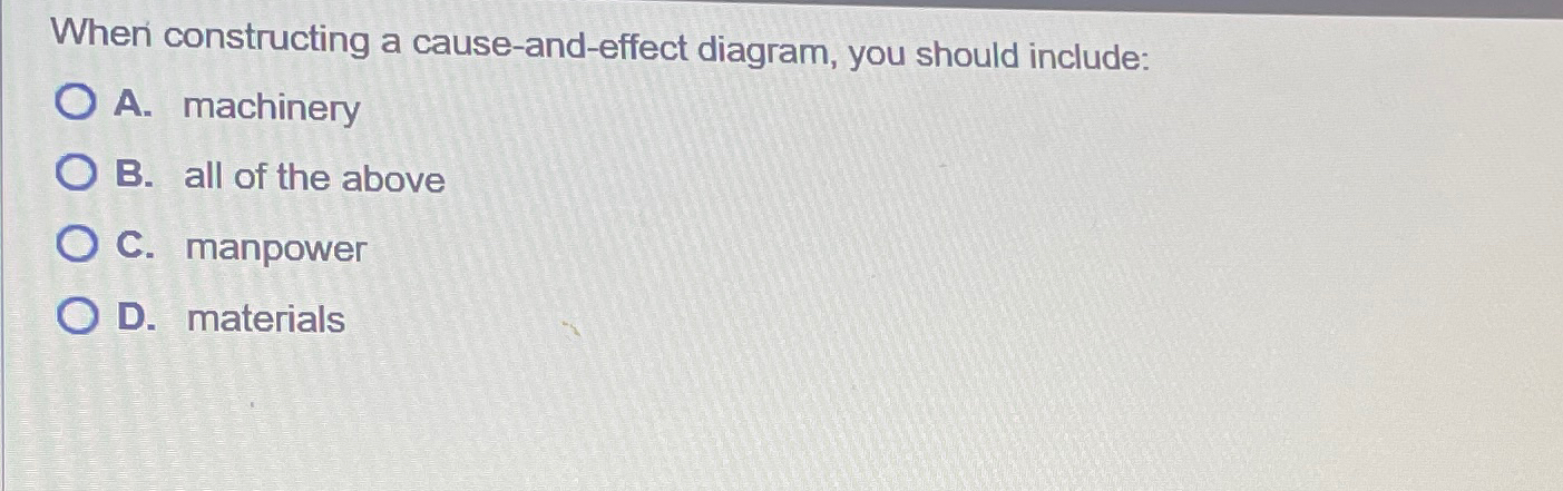 Solved When constructing a cause-and-effect diagram, you | Chegg.com