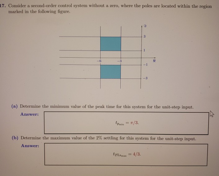 Solved 17. Consider a second-order control system without a | Chegg.com