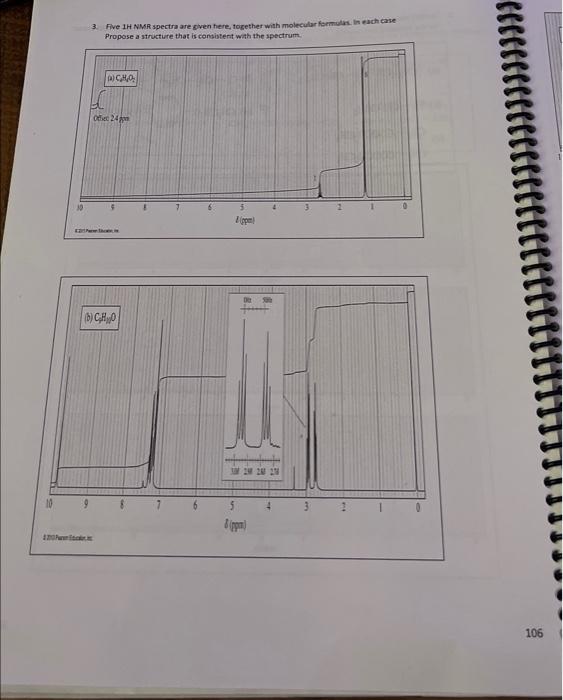 Solved 3. Five IH NMR spectra are given here, together with | Chegg.com