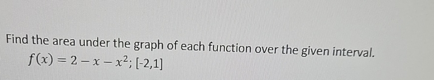 Solved Find the area under the graph of each function over | Chegg.com
