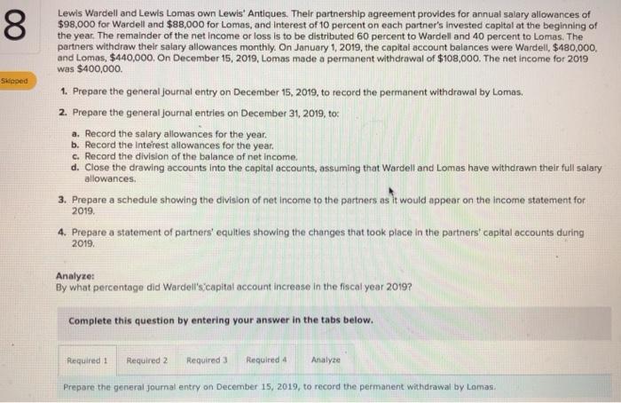 Solved 8 Skiped Lewis Wardell and Lewis Lomas own Lewis | Chegg.com