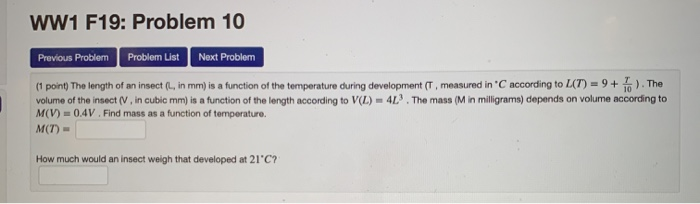 Solved WW1 F19: Problem 10 Previous Problem Problem List | Chegg.com Solved WW1 F19: Problem 10 Previous Problem Problem List | Chegg.com