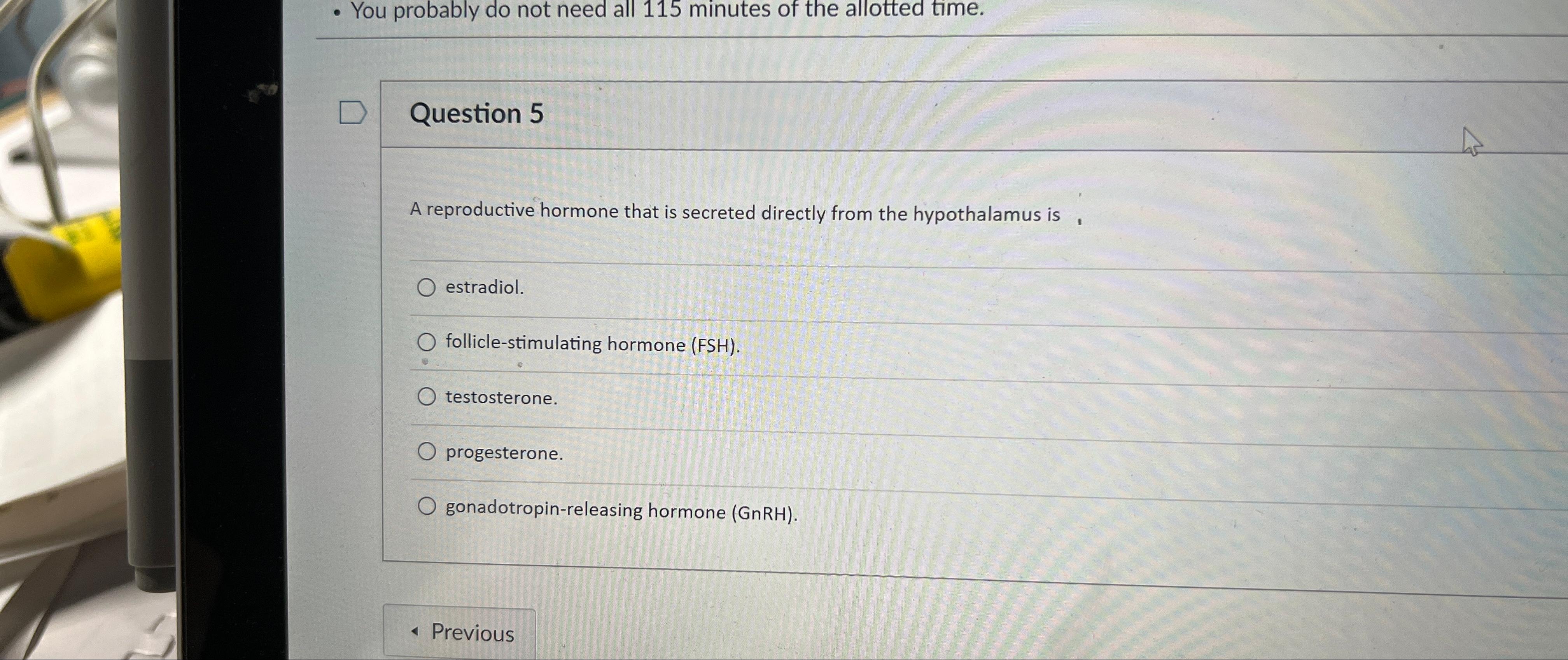 Solved Question 5A reproductive hormone that is secreted | Chegg.com