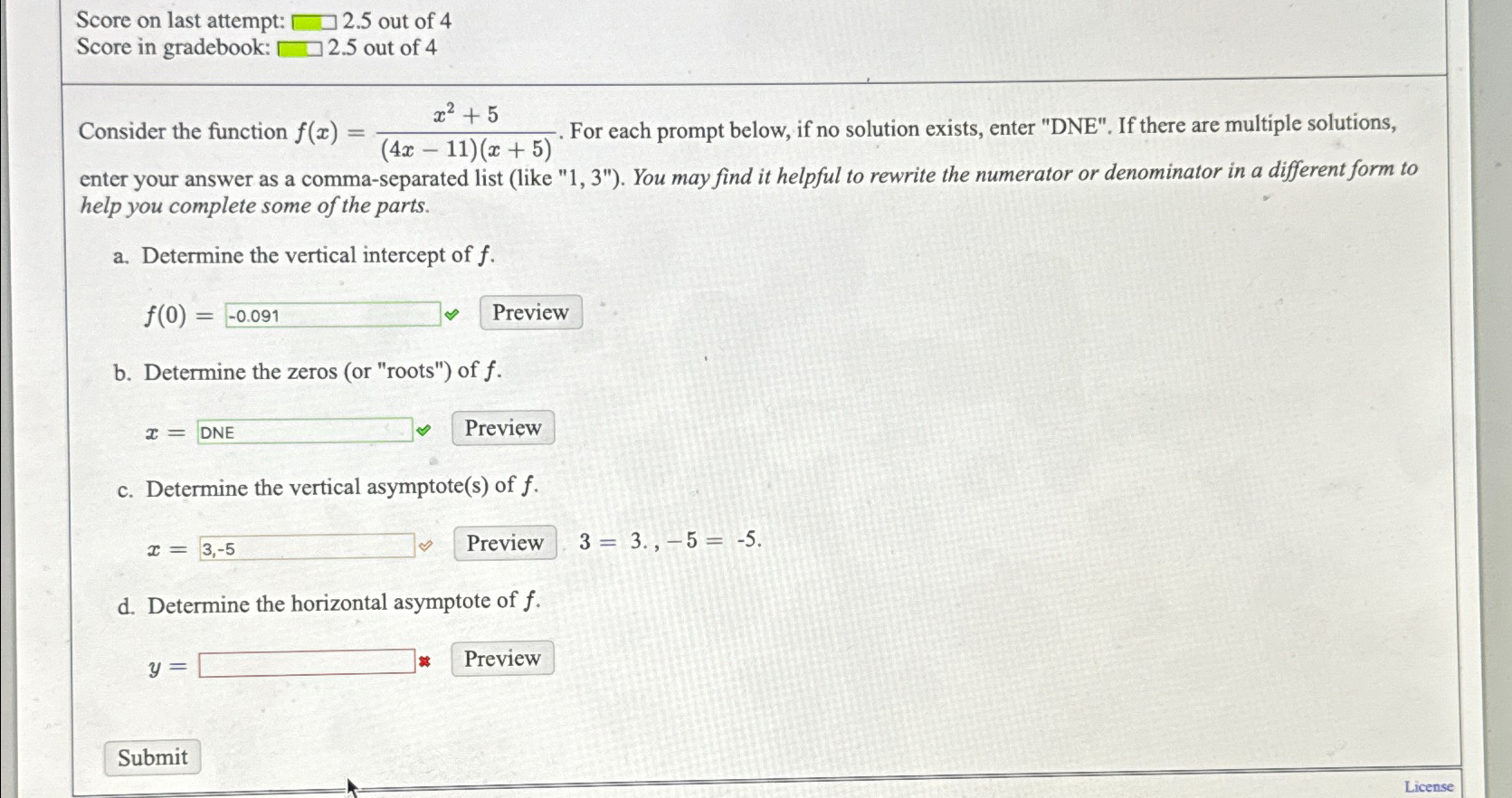 Solved Score on last attempt: 2.5 ﻿out of 4Score in | Chegg.com