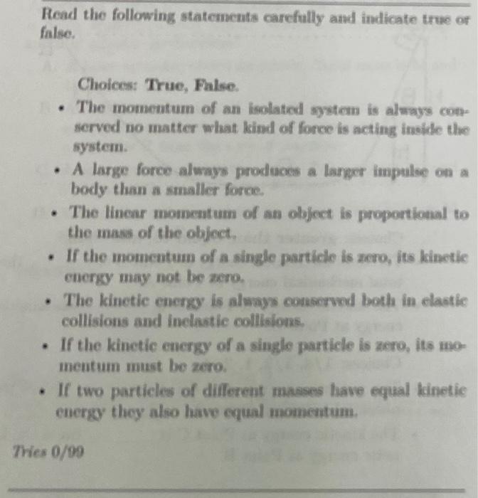 Solved Read the following statcuncuts carefully and indicate | Chegg.com