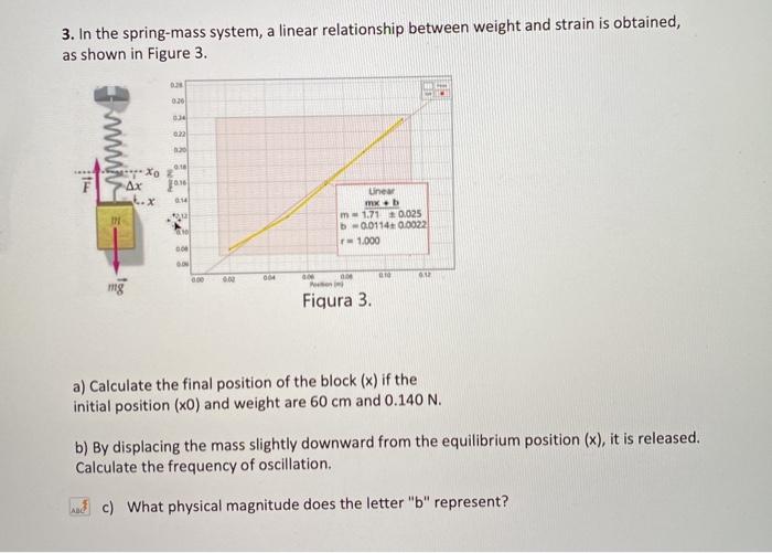Solved 3. In the spring-mass system, a linear relationship | Chegg.com
