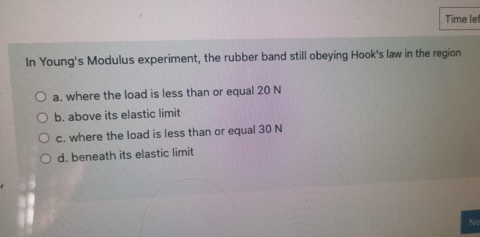 Solved Time lef In Young's Modulus experiment, the rubber | Chegg.com