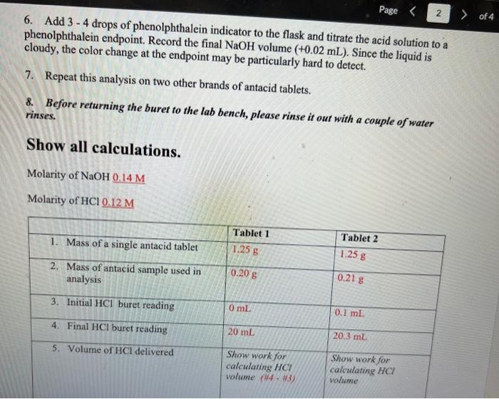 Solved 6. Add 3- 4 drops of phenolphthalein indicator to the | Chegg.com