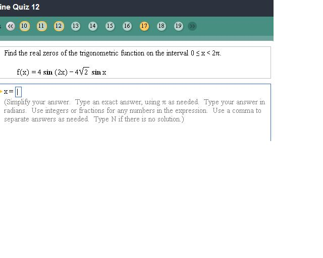 Solved Find the real zeros of the trigonometric function on | Chegg.com