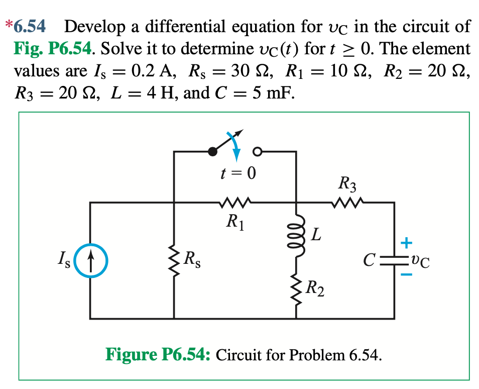 Solved *6.54 ﻿Develop a differential equation for vC ﻿in the | Chegg.com
