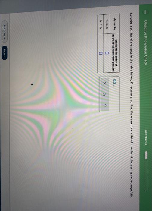 Solved = Objective Knowledge Check Question 4 Re-order each | Chegg.com