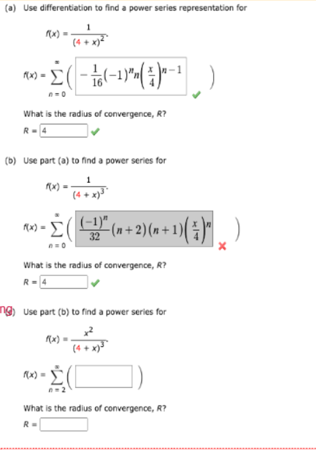 Solved (a) ﻿Use differentiation to find a power series | Chegg.com