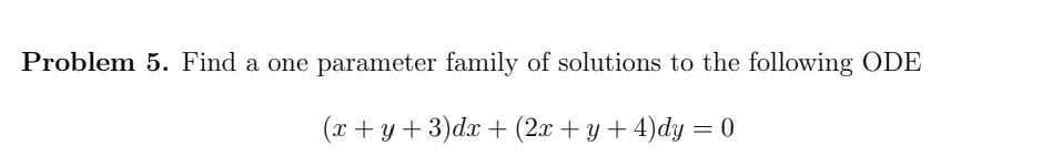 Solved Problem 5. ﻿Find a one parameter family of solutions | Chegg.com