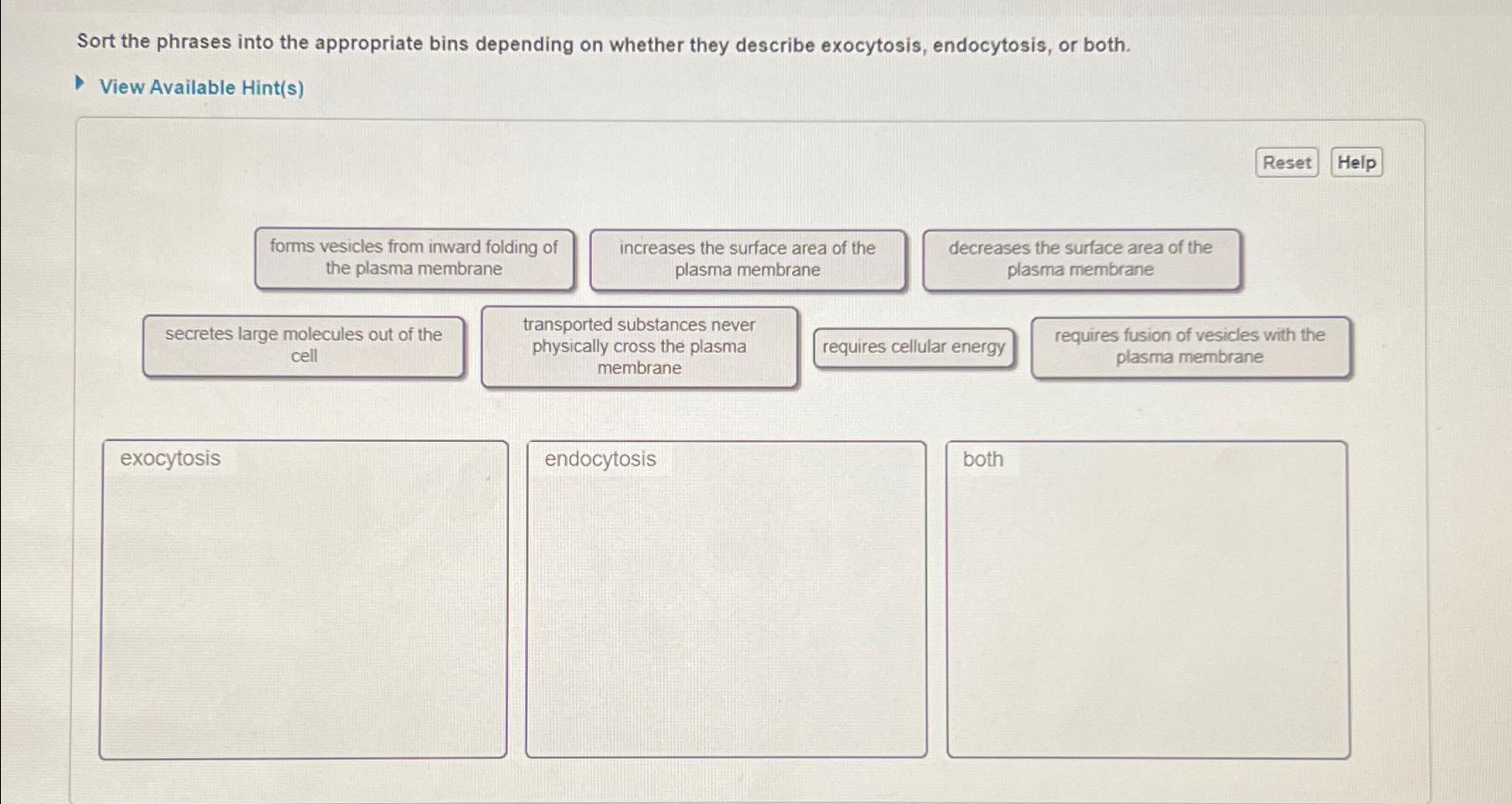 Solved Sort the phrases into the appropriate bins depending | Chegg.com