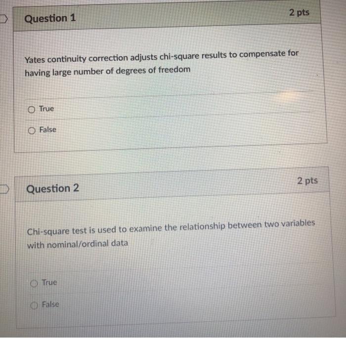 Solved 2 Pts Question 1 Yates Continuity Correction Adjusts