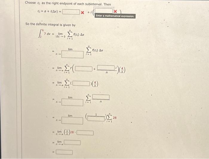 Solved Choose \\( c_{i} \\) as the right endpoint of each | Chegg.com