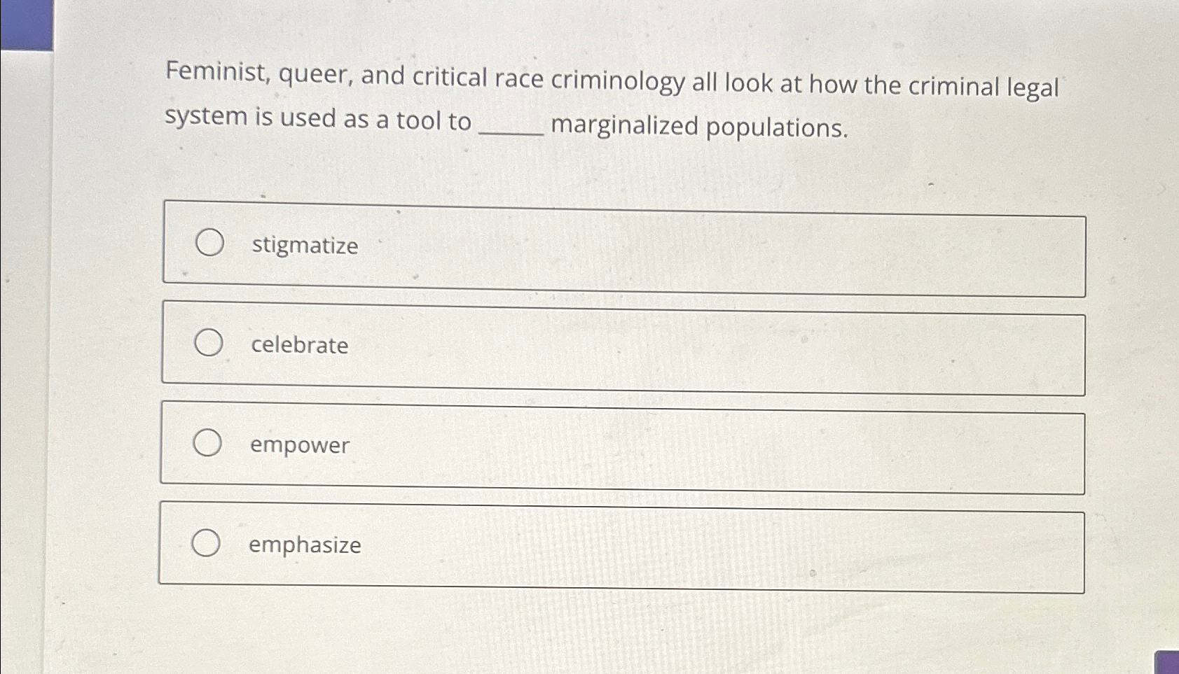 Solved Feminist, queer, and critical race criminology all | Chegg.com